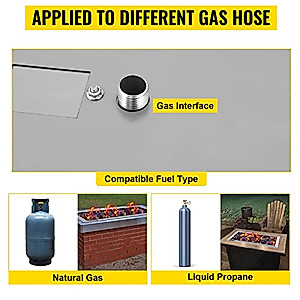 VBENLEM Fire Pit Pan 37.5x14 Inch, Stainless Steel Rectangular Fire Pit Pan and Burner, Built-in Fire Pit Pan with H-Burner, 150K BTU