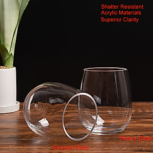 KX-WARE Unbreakable 18-ounce Acrylic Stemless Wine Glasses, set of 6 Clear