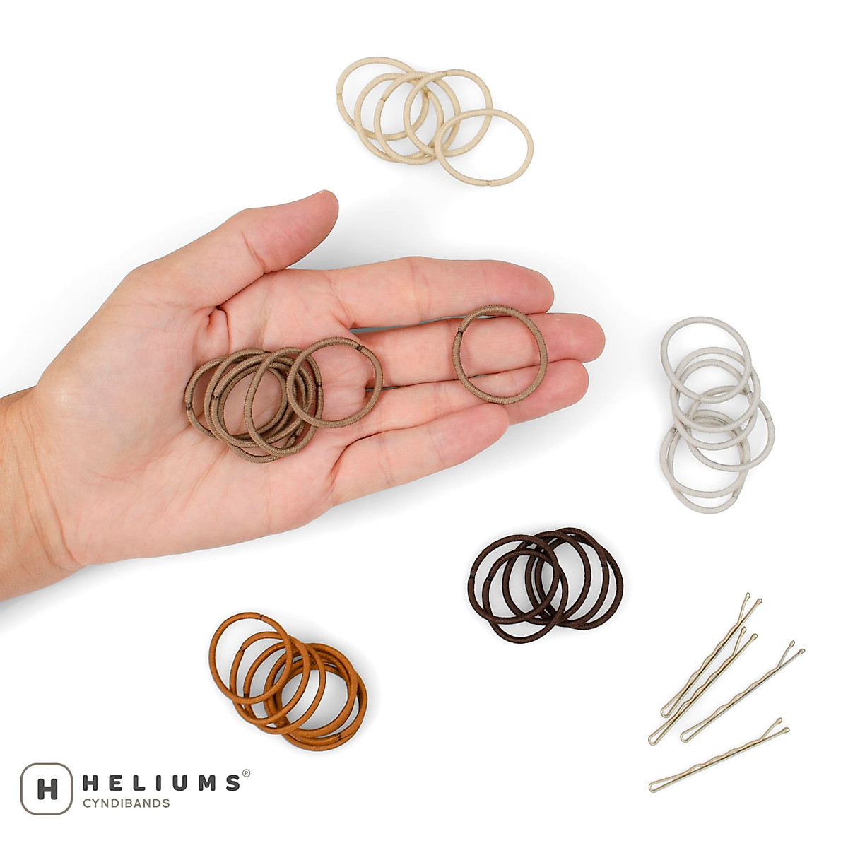 Heliums Small Hair Ties - Light Blonde - 1 Inch Hair Bands, 2mm Hair Elastics For Thin Hair and Kids - No Damage Ponytail Holders in Neutral Colors - 48 Count