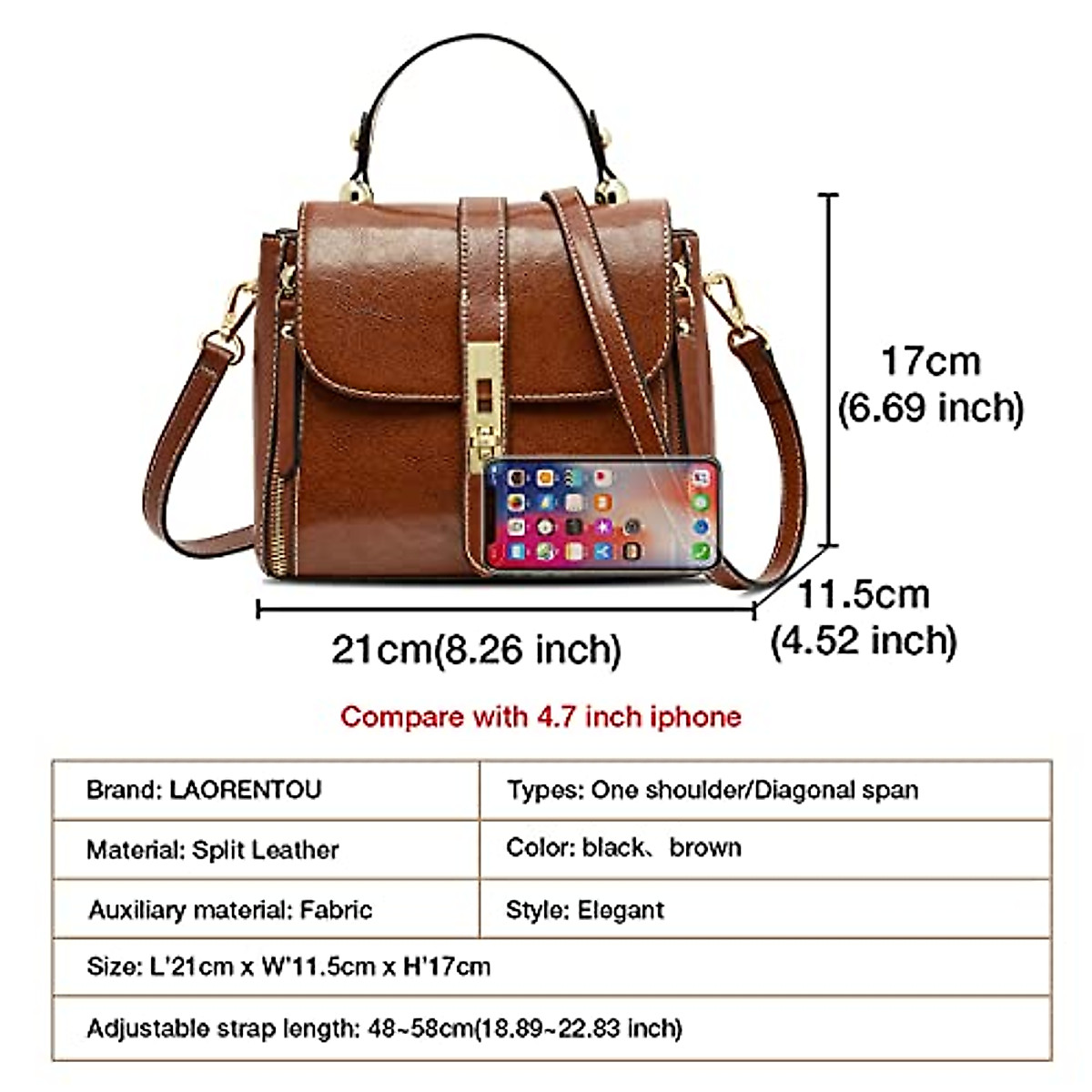 Cowhide Small Handbags for Women Satchel Shoulder Bags, Ladies Cow Purses with Handle Crossbody Bags for Women Mini Tote (Brown)