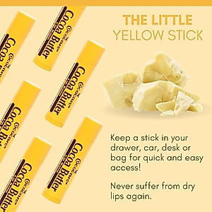 Cococare Cocoa Butter Lip Balm - The Little Yellow Stick Enriched with Natural Cocoa Butter - Conditions & Protects Lips with Hydrating Formula - 0.15oz (Pack of 5)