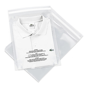 Spartan Industrial - 12" X 15" (500 Count) Self Seal Clear Poly Bags with Suffocation Warning for Packaging, Clothes & FBA - Permanent Adhesive