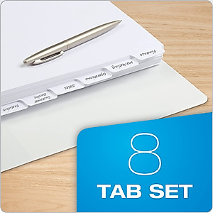 Oxford Blank Write On Binder Dividers, 1/8 Cut Tabs, 3 Hole Punch Dividers in 8 Tab Sets, 80 Dividers, 10 Sets, White (89982)