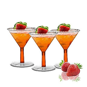 Plastic Martini Glasses - 192 Pcs Disposable Hard Plastic Clear Margarita Glasses - 2 oz Crystal Cut Glass - Bulk Party Cocktail Drinking Cups for Wedding, Mardi Gras, Birthday Parties & All Occasions