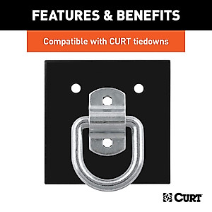 CURT 83607 6 x 6-Inch Powder-Coated Steel Tie Down Anchor Backing Plate