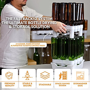 FastFerment Racks & 1 Drip Beer Bottle Cleaning, Drying and sanitizing, FastRack12 One Rack & One Tray, White