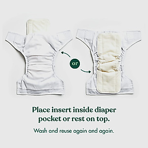 Naturally Nature 4 Layer Cloth Diaper Inserts with Gussetts - Viscose Bamboo Reusable Liners for Cloth Diapers, (Pack of 12)