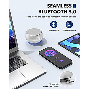 LENRUE Portable Bluetooth Speakers with Enhanced Bass and Stereo Sound, TWS, Bulti in Mic, TF Port, Wireless Speaker Portable for Phone, iPad, Mac, Tablet, Echo (Sliver)