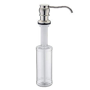 GICASA Built in Deck Mount Liquid Lotion Kitchen Countertop Metal Soap Dispenser, Brushed Nickel Brass Dispenser Pump with 320ml Bottle