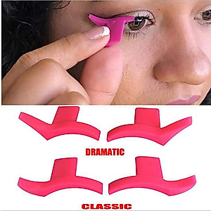 esowemsn 4Pairs of (classic style and dramatic syle) Silicon Wing Eyeliner Stamp Eyeshadow Stencil Models Wing Style Eye Liner Stamp Makeup Template Shaper Beauty Tool Accessories