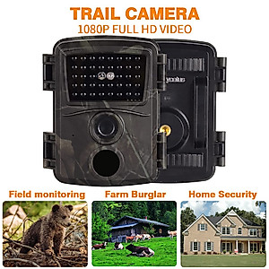 Ramnnycetus 1080P 12MP Trail Camera, 0.8s Trigger Motion Latest Sensor View Hunting Camera with 38 IR LEDs and IP54 Waterproof Trail Game Camera for Scounting&Hunting Animal Detection