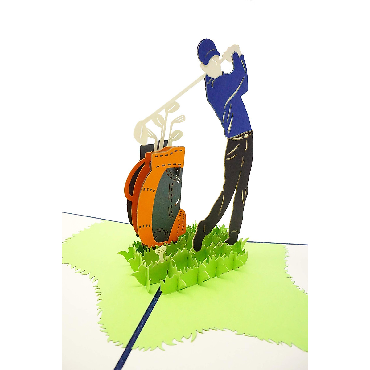 WOWPAPERART Golf - 3D Pop Up Greeting Card for All Occasions - Love, Birthday, Retirement, Congratulations, Thank You, Get Well, Fathers, Mothers Day- Fold Flat, Envelope Included (Golf Player)