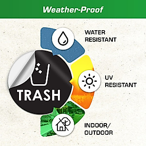 Pixelverse Design Recycle Trash Bin Logo Sticker - 4" x 4" - Organize & Coordinate Garbage Waste from Recycling - Great for Metal Aluminum Steel or Plastic Trash Cans - Indoor & Outdoor (10 Pack)