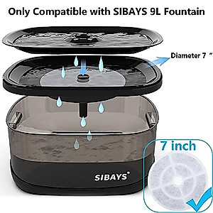 SIBAYS 6 Pack 7" Large Size Activated Carbon Cat Water Fountain F-ilters Replacement 300oz/9L Water Fountain with 5 Layers F-iltration System Pet Water Fountains,Coconut Shell and PP Cotton