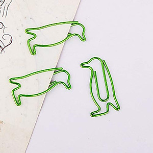 Hacoly Green Animal Penguin Shaped Paper Clips Bookmark Clips for Paper Clip Collectors or Zoo Animal Lovers Funny Office School Supplies Bookmarks 20 PCS per Box