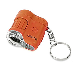 Carson MicroFlip 100x-250x LED Lighted Pocket Microscope with Flip Down Slide Base & MicroMini 20x LED Lighted Pocket Microscope with Built-in UV and LED Flashlight - Orange