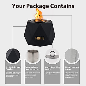 FRAKS Tabletop Fire Pit Bowl – Indoor Concrete Table Top Rubbing Alcohol Fireplace Portable Mini Table Top Fire Pit Bowl Personal Fire Pit for Smores