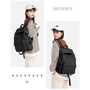 Black Backpack for Teens Girls Boys, Cute Backpack for Middle High School College Bookbag Small Travel Backpack Waterproof Lightweight Backpacks Casual Daypack for Women Men Fits 15.6 Inch Laptop