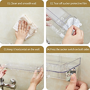 Sorgion Shower Caddy Bathroom Shelves Corner 2 Pack Bathroom Organizers and Storage with 4 Hooks Bathroom shelves Suction Cup Shower Caddy for Bathroom, Dorm and Kitchen