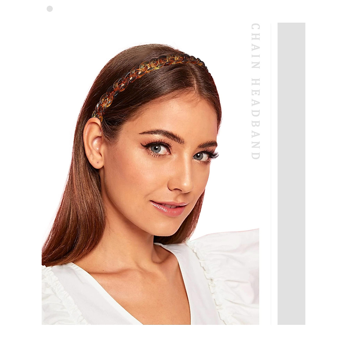 AWAYTR Hairband, 3PCS Chained Reactions Headband for Women Girls - Resin-Gold/Resin-Silver/Resin-Amber