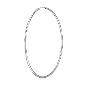 14k REAL White Gold 1.5mm Thickness Endless Hoop Earrings (55 x 55 mm)