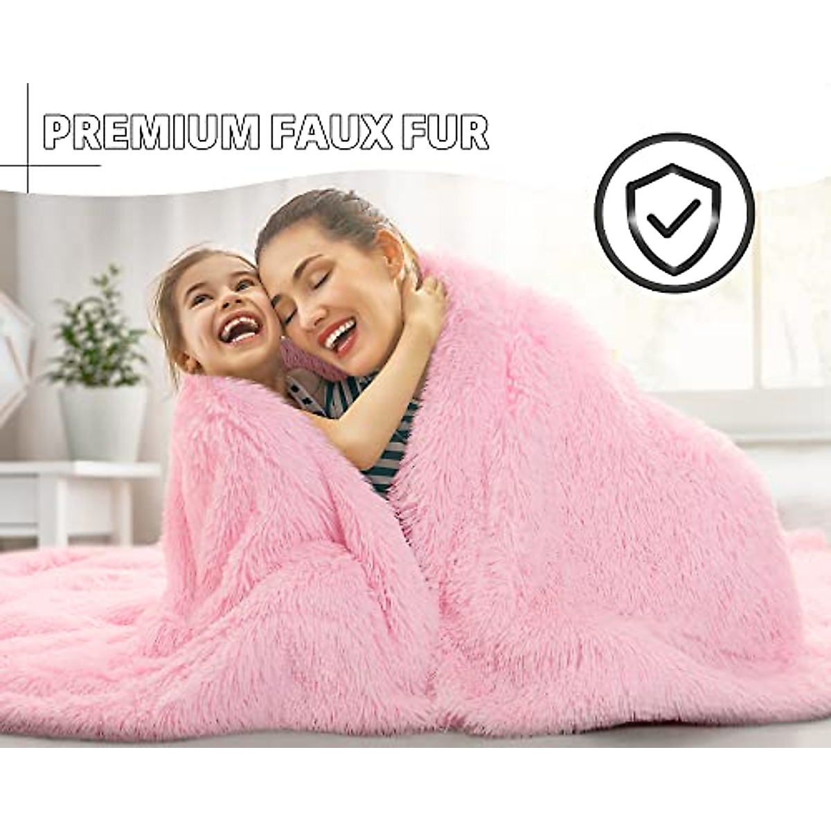 BENRON Light Pink Throw Blankets, Soft Shaggy Fuzzy Sherpa Blankets, Cute Baby Pink Blanket Throw, Cozy Fluffy Faux Fur Blankets for Bed Couch Sofa Washable, 50"x60"