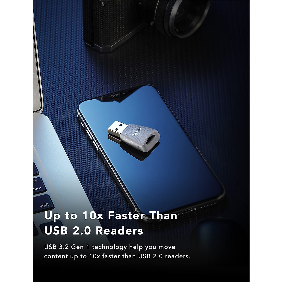 Lexar Micro SD Card Reader, USB 3.2, Up to 170MB/s Read/Write Speed for MicroSDXC/SDHC TF Memory Card (LRW330U-BNBEG)