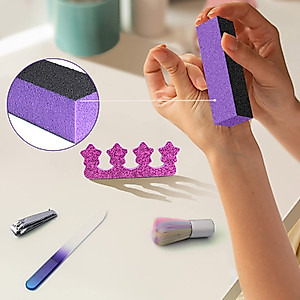 13 in 1 Nail File Set, Nail File and Buffer, Double Sided 100/180 Grit Nail Files, Mery Board, Cuticle Nippers, Cuticle Pusher, Cuticle Peeler, Cleaning Brush, Professional Manicure Tools(Purple)