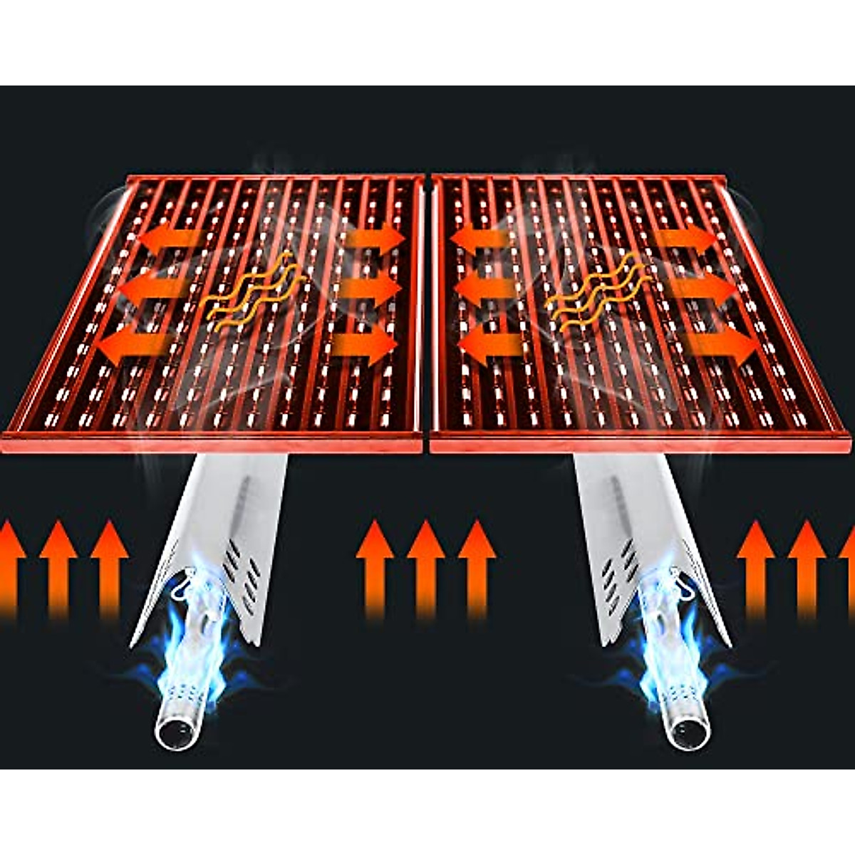 Hisencn 17" Infrared Grill Grates Replacement for Charbroil Performance Tru-Infrared 2 Burner Gas Grill 463633316 463672016 463672216 463672416, Stamped Porcelain Steel Replacement Emitter Plates