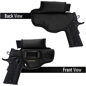 Houston Gun Holsters IWB Gun Holster with Mag Pouch by Houston - ECO Leather Concealed Carry Soft Material | FITS 1911 5inch & 4inch Barrel, Browning 9 mm (Right), Carbon Fiber