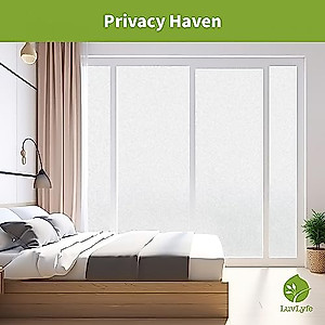 LuvLyfe Window Privacy Film Frosted Glass Window Film with Tools, UV Blocking Window Tint, Non Adhesive Static Cling Removeable Window Clings for Bathroom, Bedroom and Office(Pure, 17.5" * 78.7")