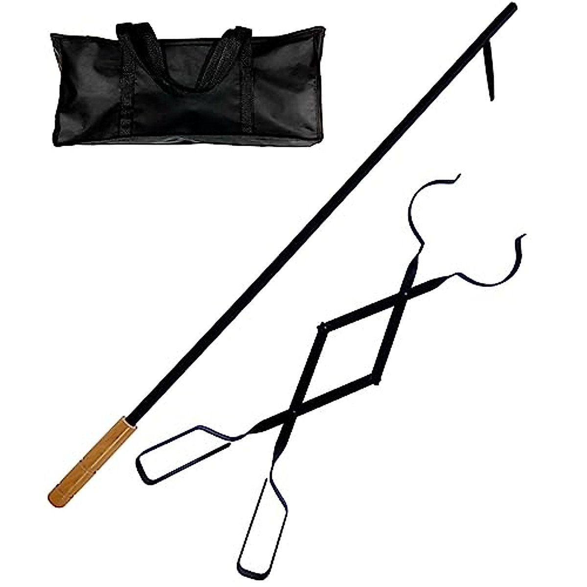 ZBXHJJZW 38 Inch Campfire Poker with Blow Poke Function and 25 Inch Fireplace Wood Stove Firewood Tongs Accessories Tools, 3 Part Assembled Fire Pit Poker …