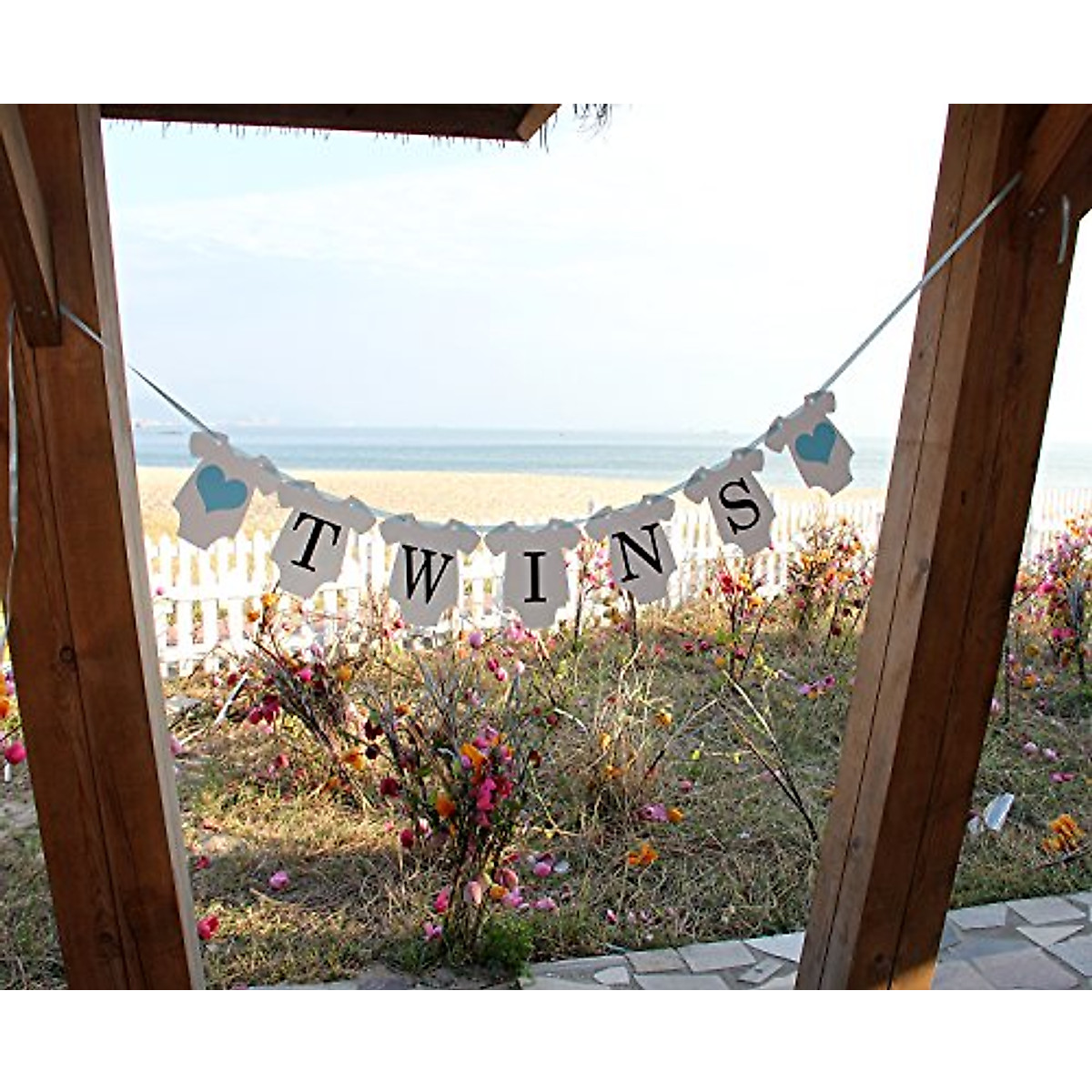 INNORU(TM) It is Twins Banner Baby Shower, Gender Reveal,Babies Party Decorations for Baby Boy 1st 2nd Birthday Banner