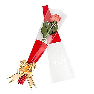 Flower Sleeves for Bouquets Bags Big Rose Sleeve Plastic Flower Bags for Bouquets Sleeves Floral Wrap F5-S-Red-100pcs