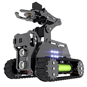 Adeept RaspTank Smart Robot Kit Compatible with Raspberry Pi 4 3 Model B+ B OpenCV Tank 4-DOF Robotics DIY Coding Building Projects Robots for Adults Kids STEM Educational Programming Gift Robotic Arm