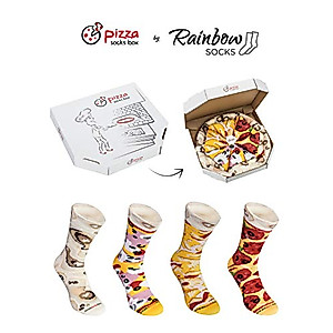 PIZZA SOCKS BOX 4 pairs MIX HawaiiCapriciosaPepperoni Cotton Socks L Made In EU