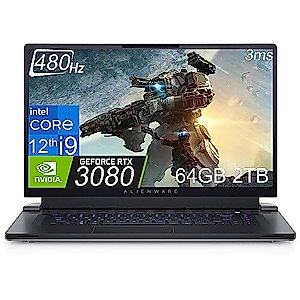 Alienware x17 R2 17.3" 480Hz FHD (Intel 12th Gen Core i9-12900H, 64GB DDR5 RAM, 2TB PCIe SSD, NVIDIA GeForce RTX 3080 16GB) RGB Backlit Gaming Laptop, WiFi 6E, Thunderbolt 4, Win 11 Home - Lunar Light