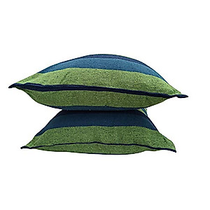 Project One Hanging Rope Hammock Chair, Hanging Rope Swing Seat with 2 Pillows, Carrying Bag, and Hardware Kit Perfect for Outdoor/Indoor Yard Deck Patio and Garden, 300 LBS Cap (Blue Green Stripe)