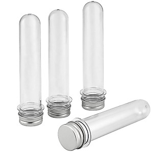 SHEUTSAN 60 Pack 40ml Clear Plastic Test Tubes, 23 x 140mm Clear Candy Tubes with Screw Caps, Sample Test Tubes Containers for Gumball Candy Storage, Bath Salt, Party Favors