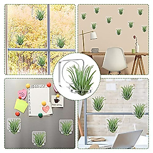 Jetec 12 Pcs Air Plants Holder, Acrylic Air Plant Hanger with Mounting Tape for Hanging Air Plants on Glass Display Home Decoration, Plants Not Included