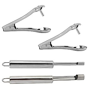 CALIDAKA Cherry Pitter Tool, 4PCS Stainless Steel Pitter Tool, Portable Cherry Remover Olives Pitter Tool, Kitchen Pitter for Cherry, Olives, Hawthorn, Red Date