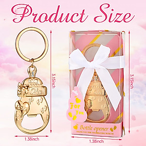 Baby Shower Party Favors Baby Bottle Opener Favors Gold Keychain Gifts Decorations Souvenirs for Girls Boys Guests Baby Birthday Gender Wedding Reveal Bridal Party Decor (Girl, 24 Pcs)