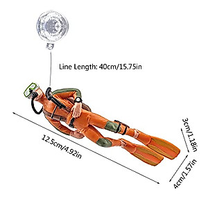 Aquarium Resin Decorations Diver For Fish For Tank Aquatic Pet Supplies With Floating Transparent Ball & Fishing Line Small Aquarium Decorations For Small Tank Betta Fish Aquarium Diver Decor Floating