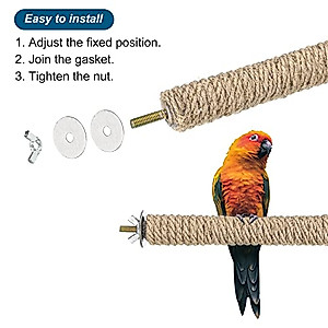 PATIKIL 0.9x6.7 Inch Bird Cage Perch, Parrot Stand Paw Grinding Stick Rope Weaving Wooden Stand Cage Accessory for Parrot Parakeet Cockatiel