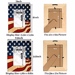 POFATO Independence Day Flag 5x7 Picture Frame Wood Photo Frame for Tabletop Display Wall Mount Picture Frame Display 5 x 7 Inch Photo Wall Decor Home Gift Frames
