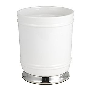 Popular Bath Waste Basket, Isabella Collection, White/Chrome