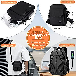 VGCUB Black Travel Laptop Backpack Airline Approved, Business Laptops Carry on Backpack with USB Charging Port,Waterproof College Bag Gifts for Men Women Fits 14 Inch Notebook,Small