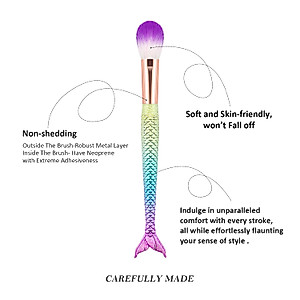 Mermaid Makeup Brushes, 11pcs Professional Blending Blush Concealer Synthetic Fiber Bristles Brush Special Cosmetic Brushes Kits for Women(purple)