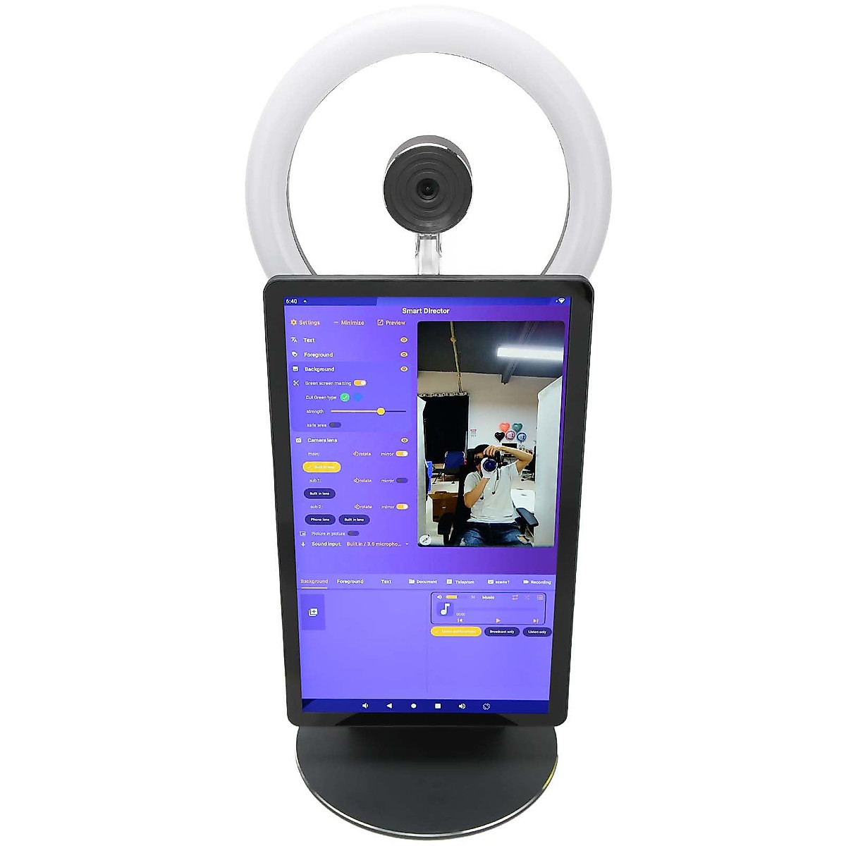 All in One Live Streaming Device 100-240V 5.0 Desktop Live Broadcast Device 15.6 Inch FHD 8MP Camera for 11.0 for Office (US Plug)