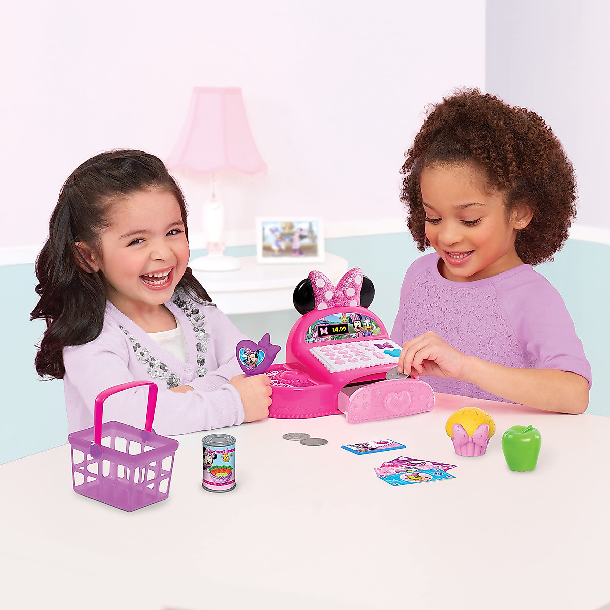 Disney Junior Minnie Mouse Bowtique Cash Register with Sounds and Pretend Play Money, Kids Toys for Ages 3 Up, Amazon Exclusive by Just Play